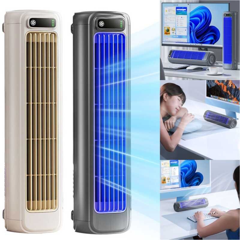 4B Tower 3 Fan Portable Quiet Bladeless Desop Fan 3 Speeds Personal Fan ...