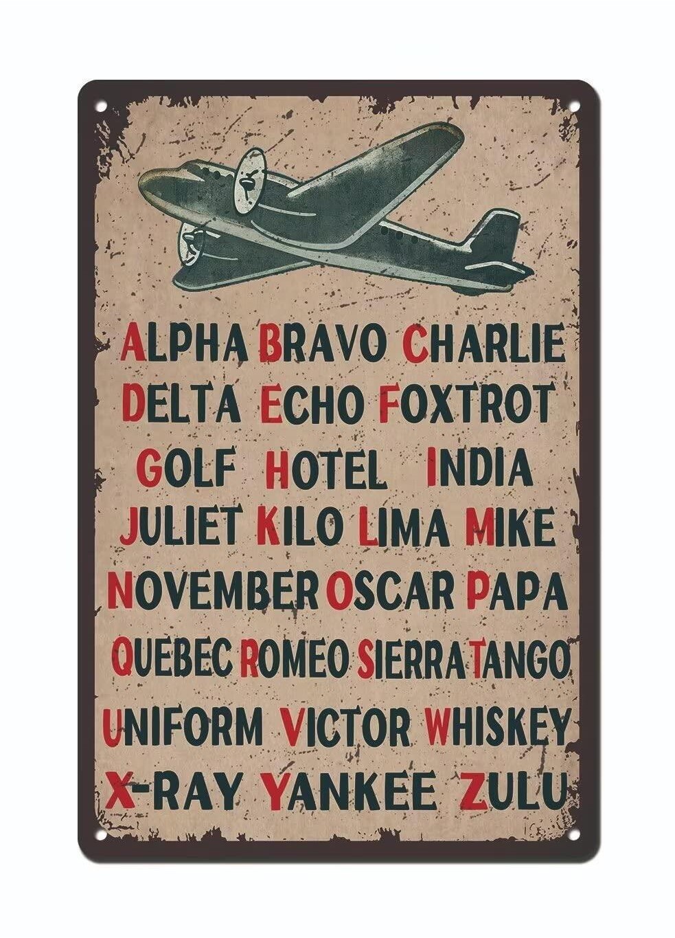 2024 Pilot Code Phonetic Alphabet Poster 8x12 Inch Tin Sign Retro Decor ...