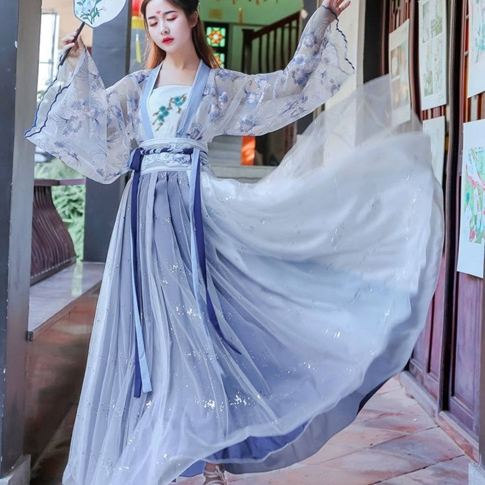 New Hanfu Suit Female Flower God Fu Cang Haifu Waist-Length Embroidered ...