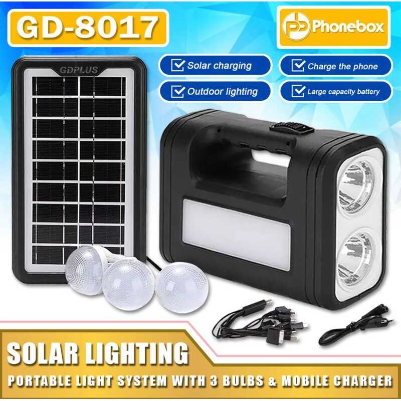 Gd-8017 Portable Solar Panel Lithium Battery Home Solar System Led ...