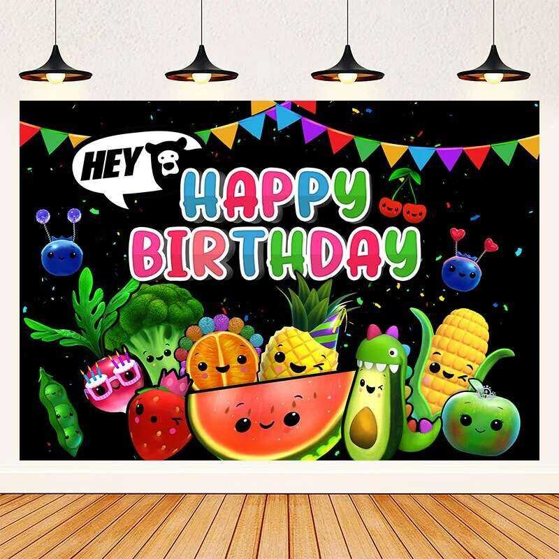 LY Hey Bear Sensory Fruit Backdrop Kids Birthday Party Fruit Photo ...