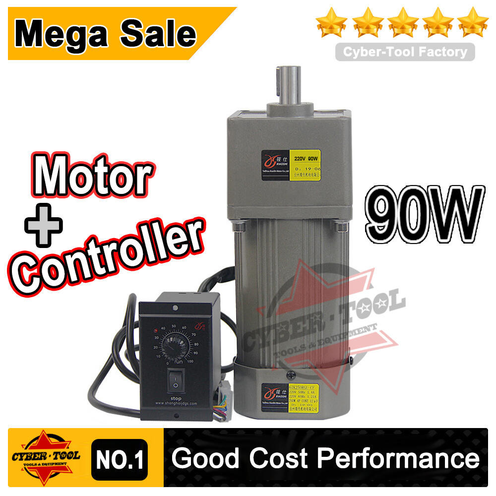 AC 220V 90W 120W Single Phase Asynchronous Gear Motor Adjustable Speed ...