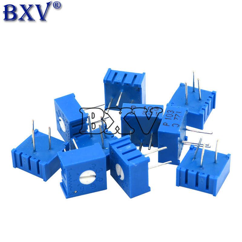 10PCS 3386P Potentiometer Precision Adjustable Resistance 100 200 500 ...