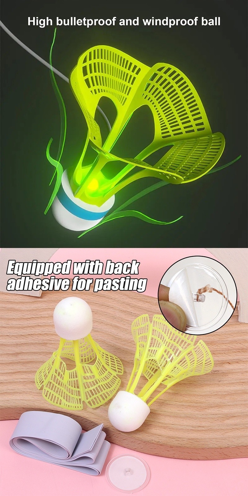 3 Sets Indoor Self Practice Shuttlecock With Elastic Ropes ...