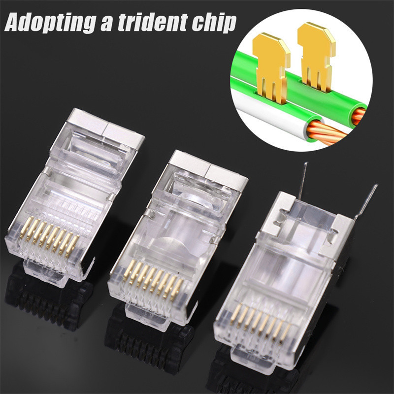 10 Pcs Cat 5/6/7 Pass Through Connectors, Cat7 & Cat6 & Cat 5A Pass ...