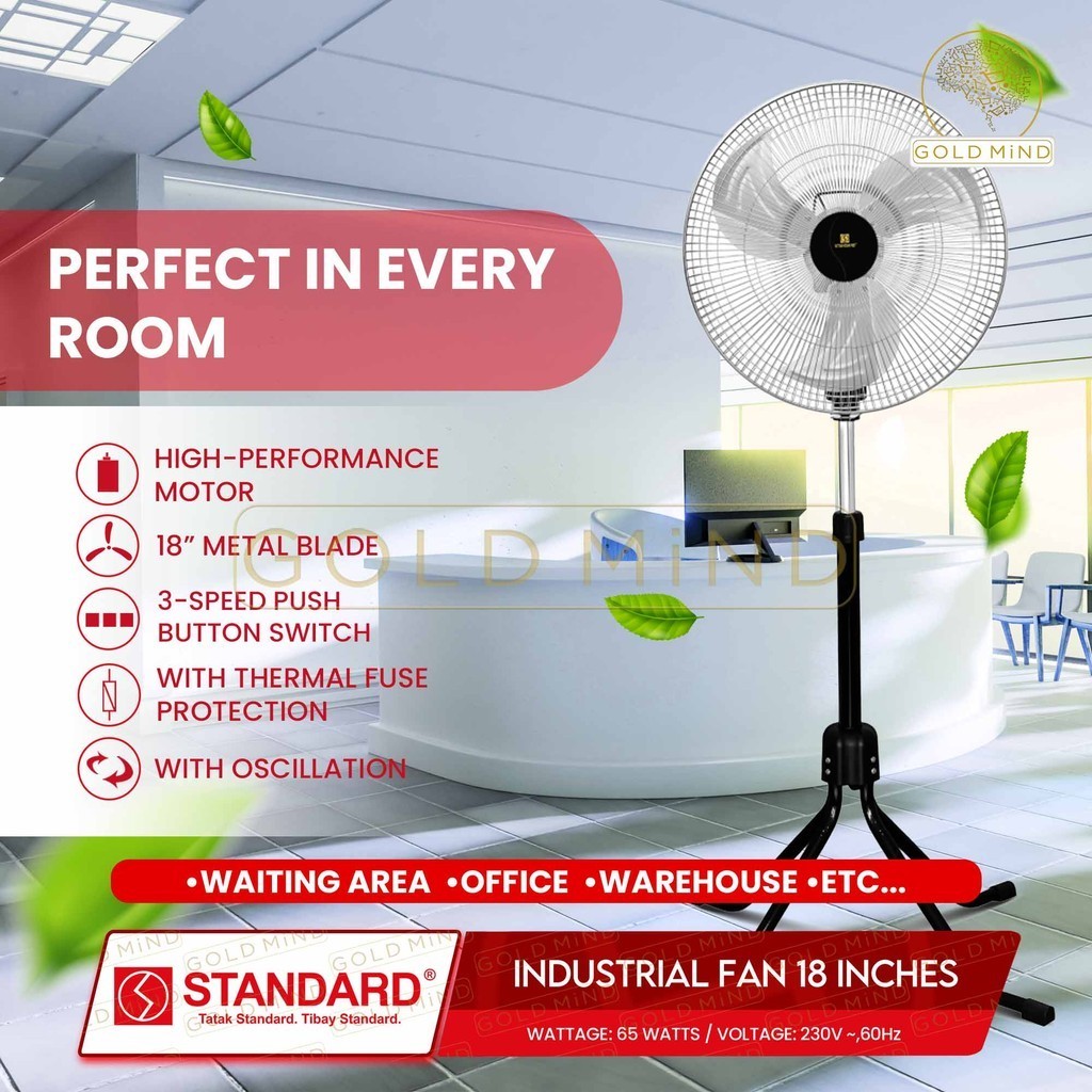 Standard Electric Fan SHF18A Industrial Stand - Yellow Elephant ...