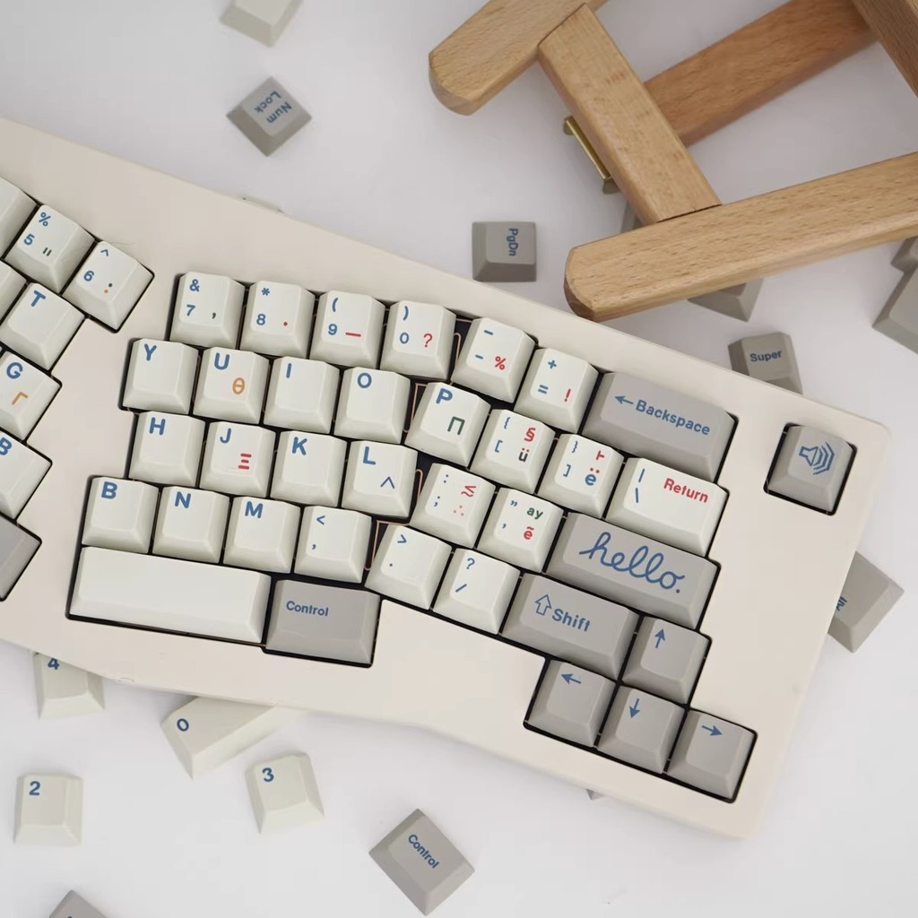 Retro Gray&White with Greek root Keycaps PBT Cherry Profile for MX ...