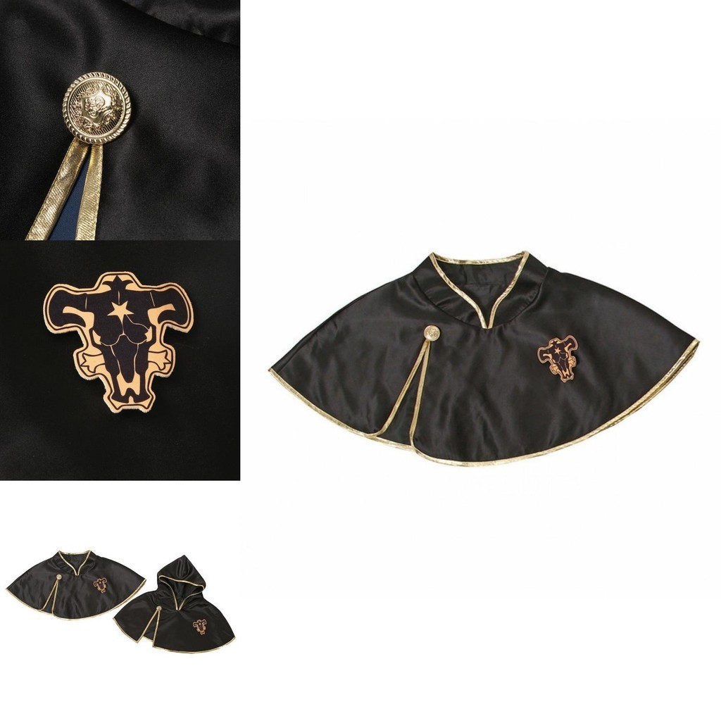 Cloak Clover Black Asta Outfit Black Bull Short Cape Cosplay Costume ...
