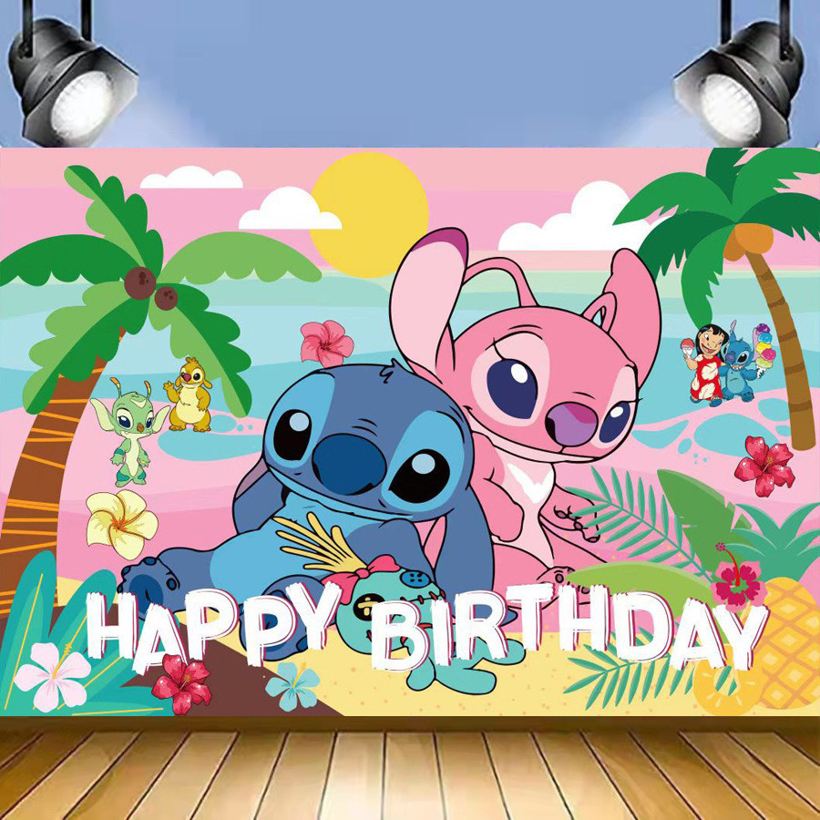 Stitch Birthday Decoration Backdrop Banner Lilo Stitch Photographic ...