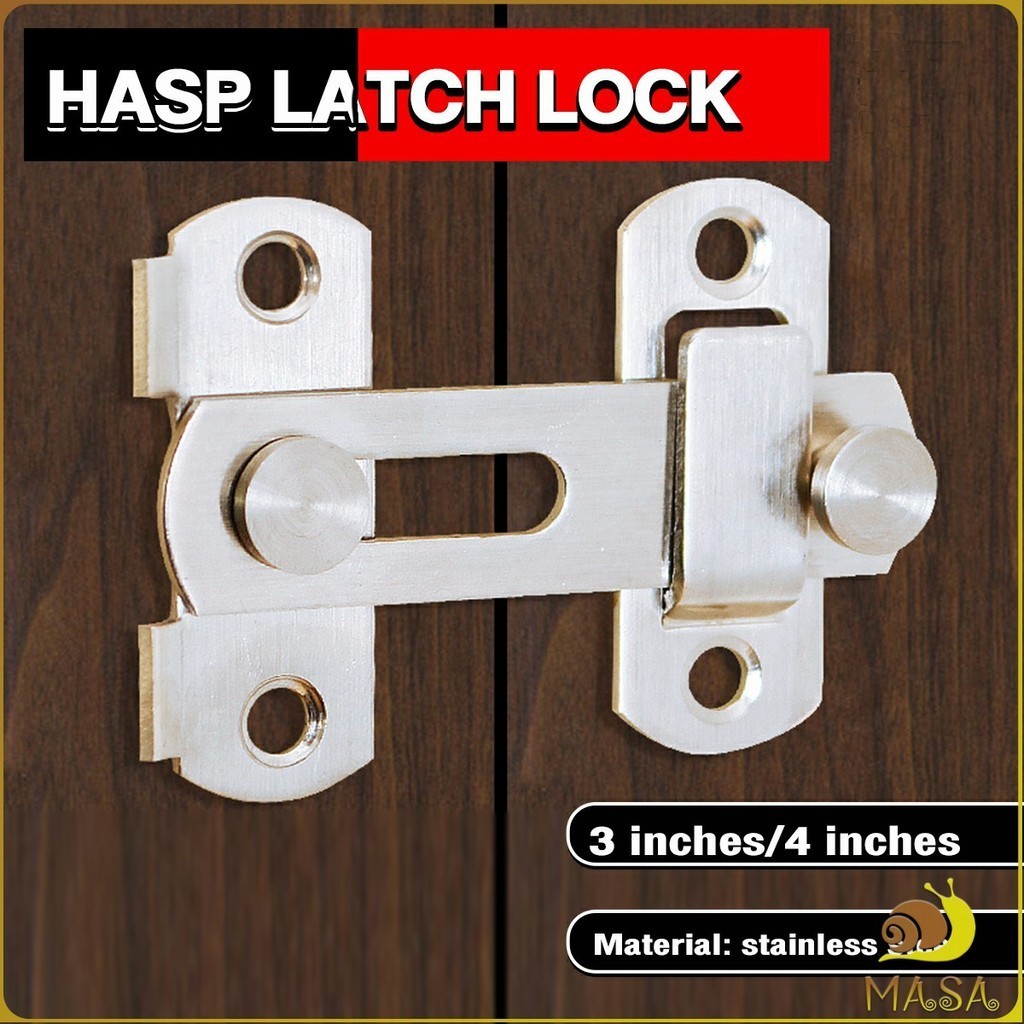 MASA Hasp Latch Lock Sliding Door Window Cabinet Fitting Room Stainless ...
