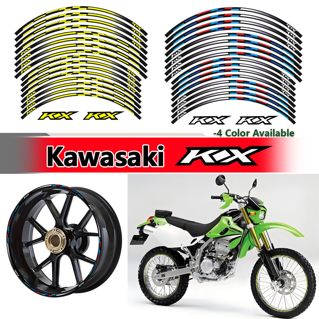 Reflective Motorcycle Wheel Rim Sticker Stripe Decals For kawasaki KX ...