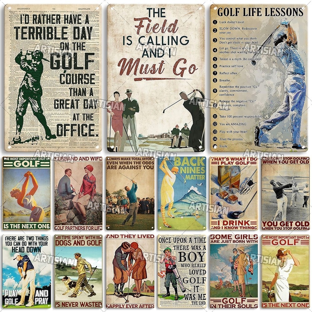 Artisian Sport Retro Metal Plate Golf Tin Poster Rusty Decorative ...
