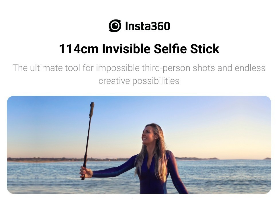 Insta360 114cm Invisible Selfie Stick for Insta360 X5/Ace Pro 2/X4/GO 3S/Ace Pro/X3/GO 3/ONE X2 ...