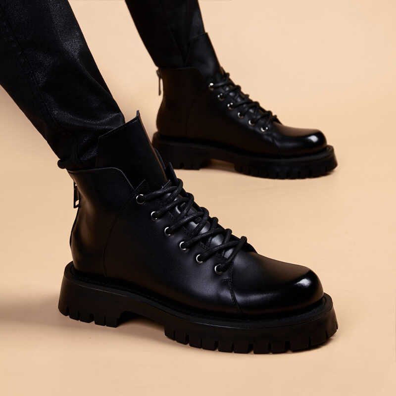 Inglatera Estilo Lalaki Kaswal Natural Na Butas Ng Leather S Itim Trend ... Inglatera Estilo Lalaki Kaswal Natural Na Butas Ng Leather S Itim Trend ...