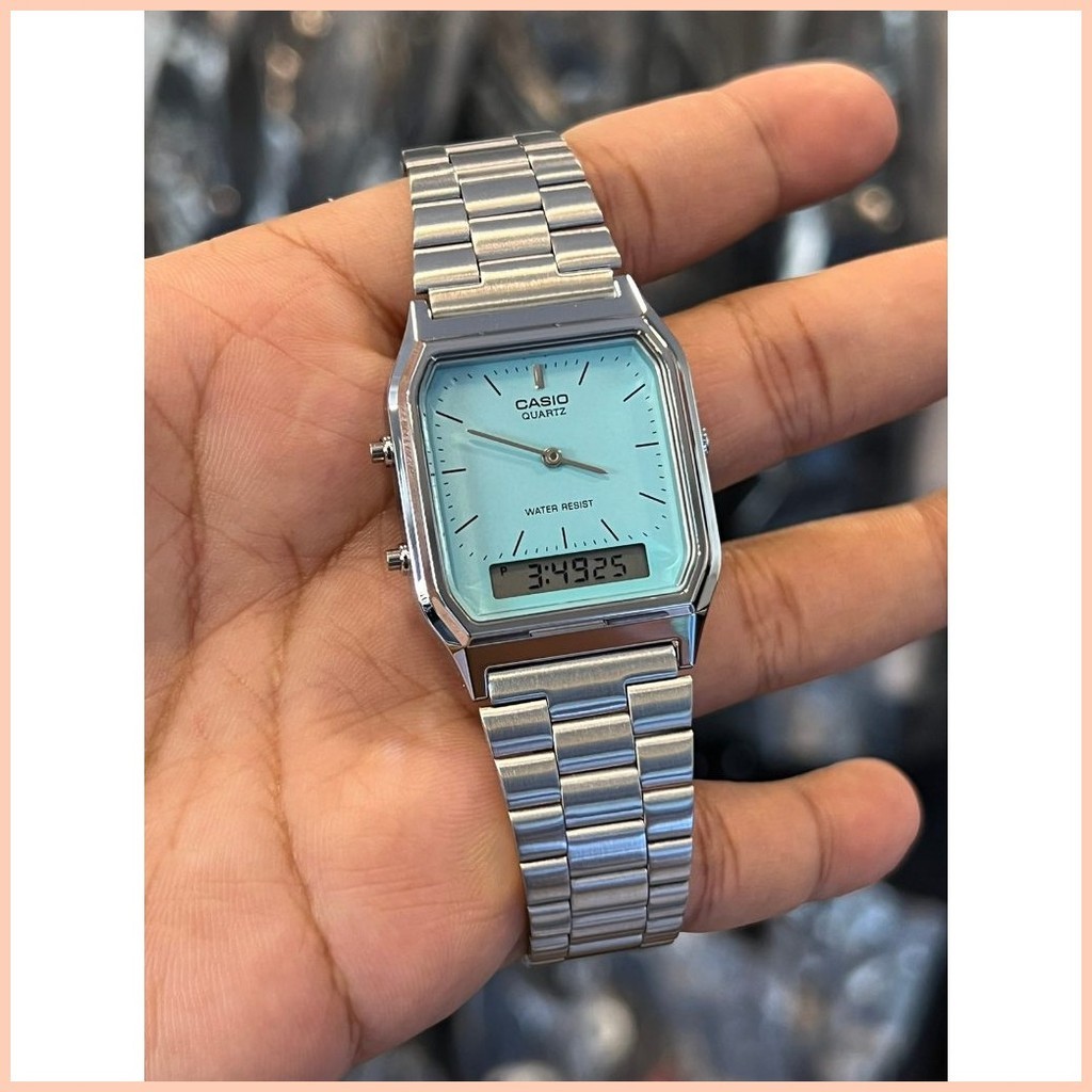 Casio AQ230 ( Tiffany Blue ) Dual Time Watch AQ-230A-2A2DMQ | Shopee ...
