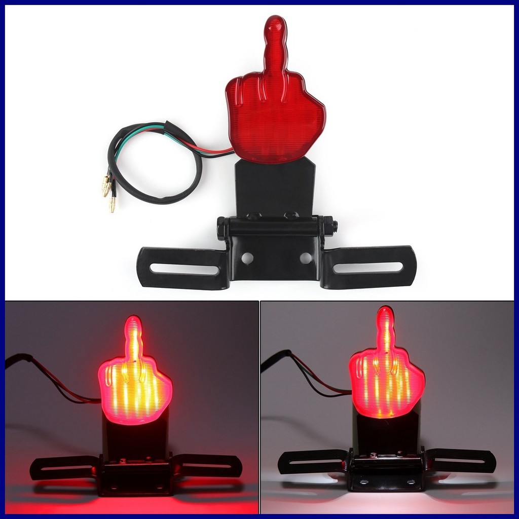 Middle Finger LED Break Tail Light Taillamp w/Plate for Chopper ...