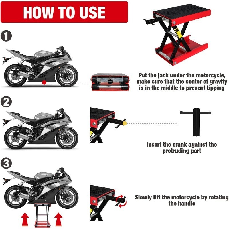 Carstorm Hydraulic Motorcycle ATV Scissor Lift Jack Crank Hoist Stand ...