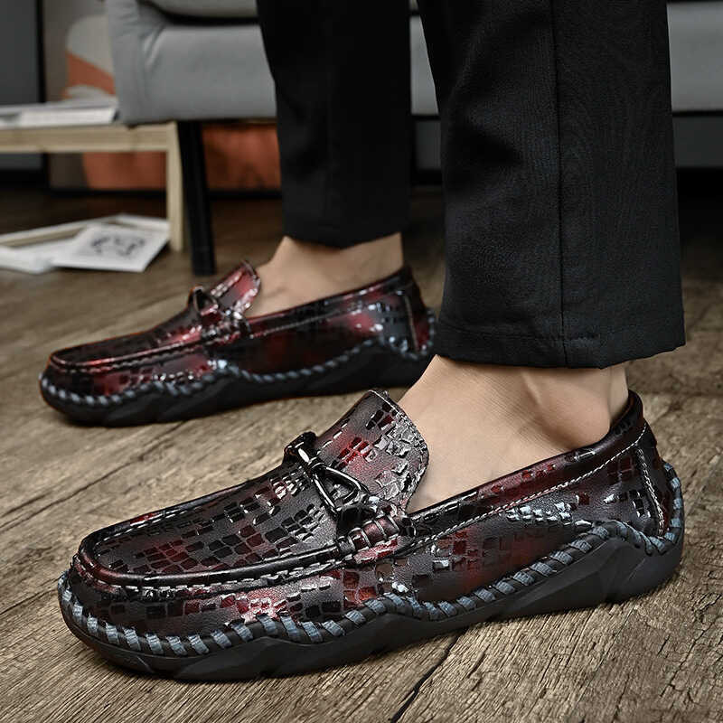 2025 Trendy Bean Toe Layer Cowhide Versatile Casual One Foot Lazy Shoes ...