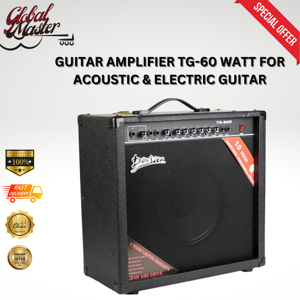 GUITAR TG-60 WATT VOICE BOOSTER (AMPLIER) FOR ACOUSTIC & ELECTRIC ...