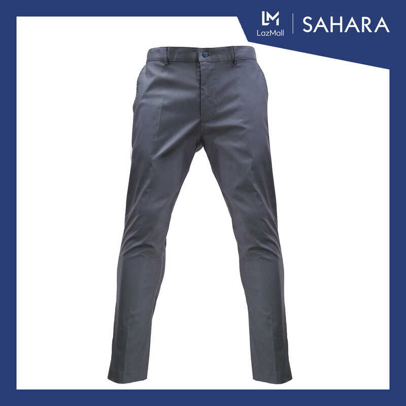 & Sahara Men's Slim Fit Plain Flat Front Slacks (Dark Gray) | Shopee ...