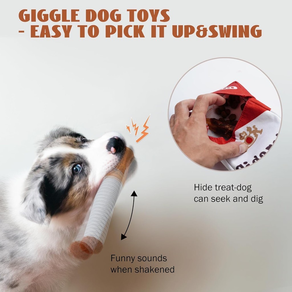 3 Puff Stick Toys with a BoxInteractive Dog Toys, Funny Giggles When ...