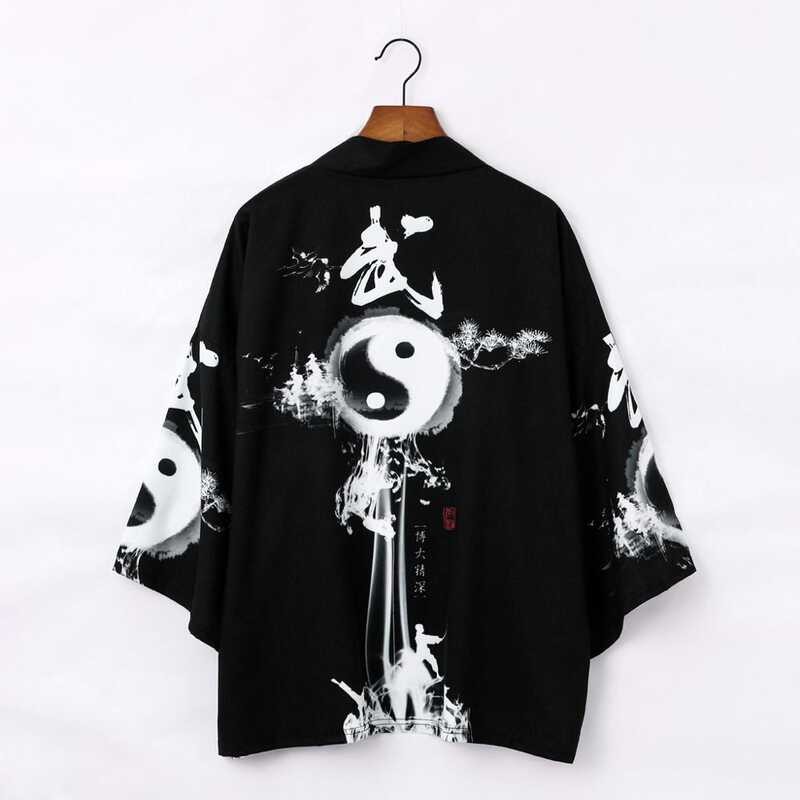LY Japanese Kimono Cardigan Men Haori Yukata Male Samurai Costume Clothing Kimono Jacket Mens ...