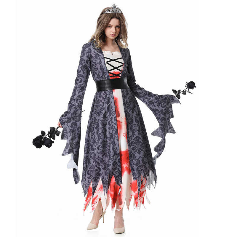 Halloween cosplay bloody ghost bride costume with blood medieval ...