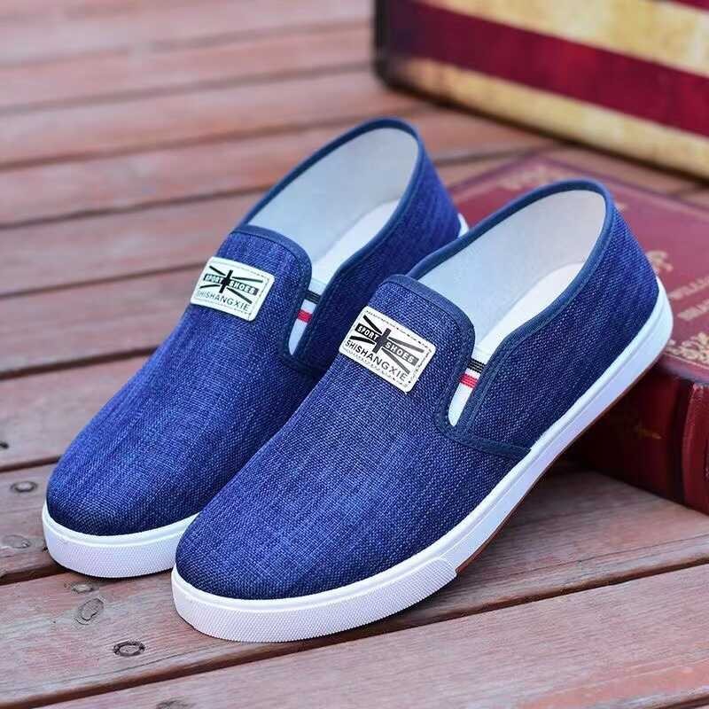 Shoes, Men's Denim Canvas Single Shoes, One Step Step, Men's Student ...