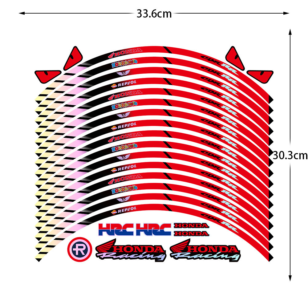Motorcycle Reflective Rim Wheel Decals 17" 18" Inch Hub Stickers ...