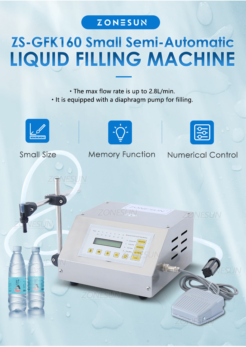 ZONESUN GFK-160 Digital liquid filling machine 5ml-3500ml LCD Display ...