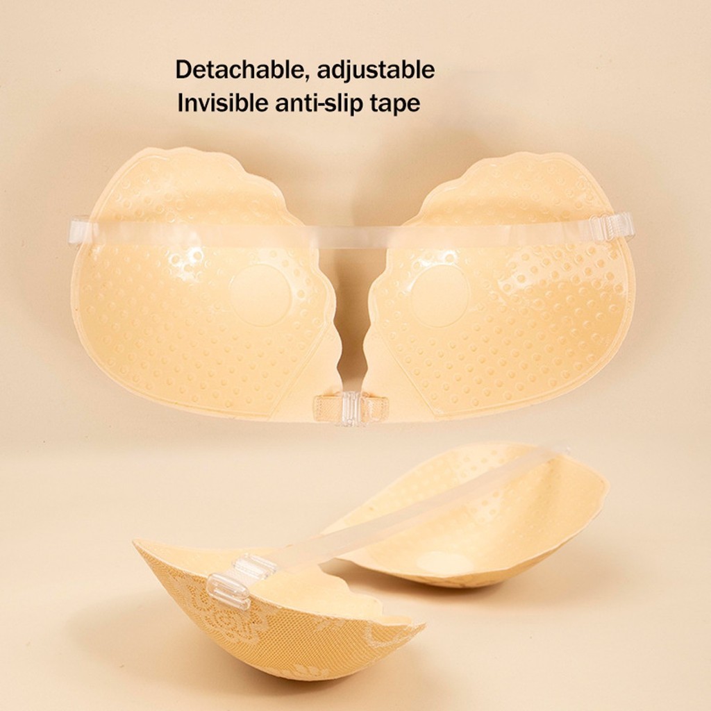 ZXYOUPING Women Seamless Front Button Push Up Silicone Bra Invisible ...