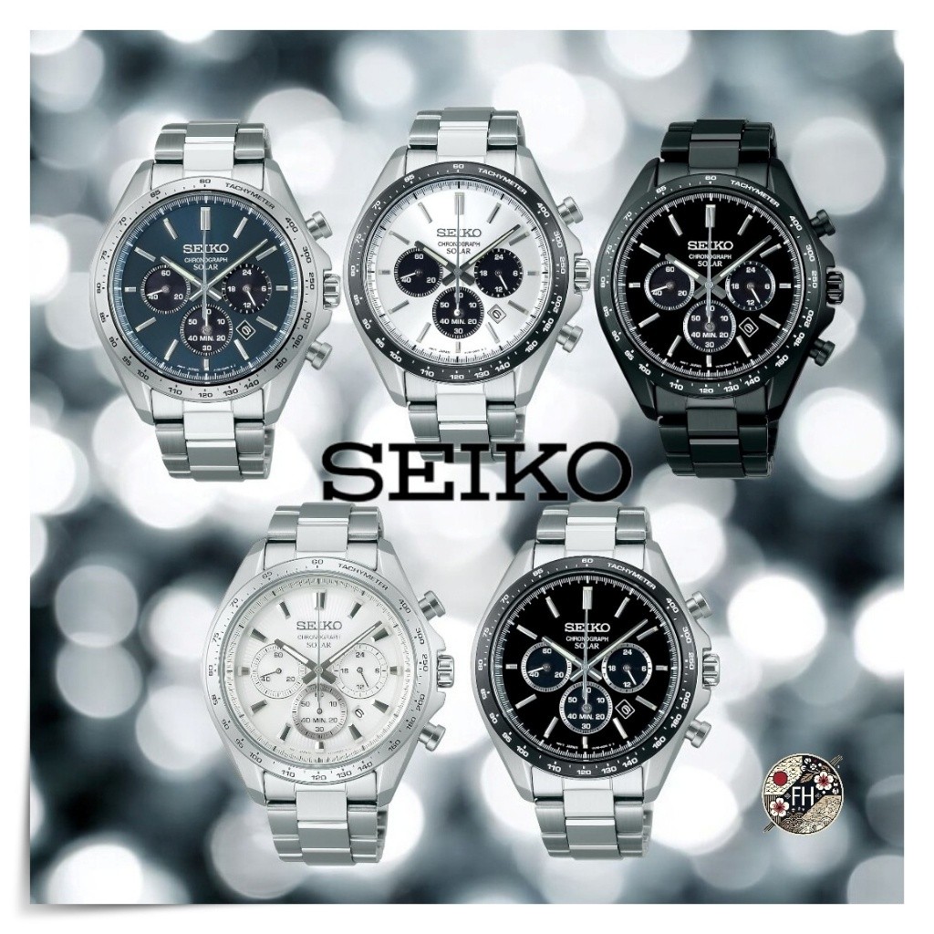 Seiko Selection Men's Solar Chronograph Watch Collection Waterproof ...