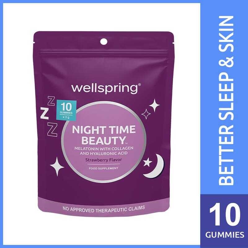 Wellspring Night Time Beauty Pouch 10 PCS Melatonin Gummies With ...