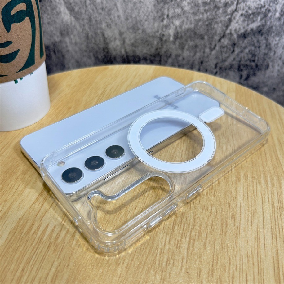 Transparent Shockproof Magnetic PC Mobile Phone Case For Samsung Galaxy ...