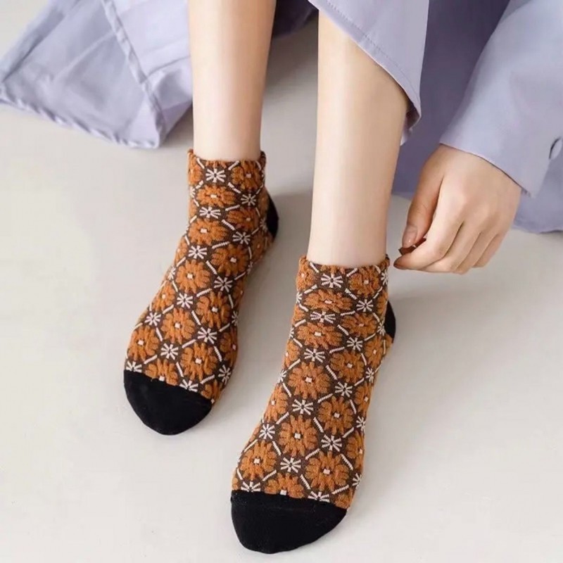 Women Socks Spring And Summer Short Socks Cotton Soft Thin Rustic Style ...