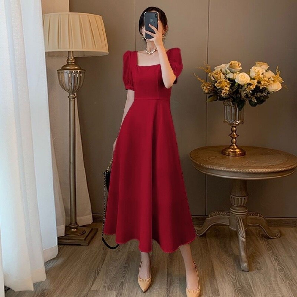 {Ship From Manila+COD} Dress for Woman White Elegant Square Neck Short ...