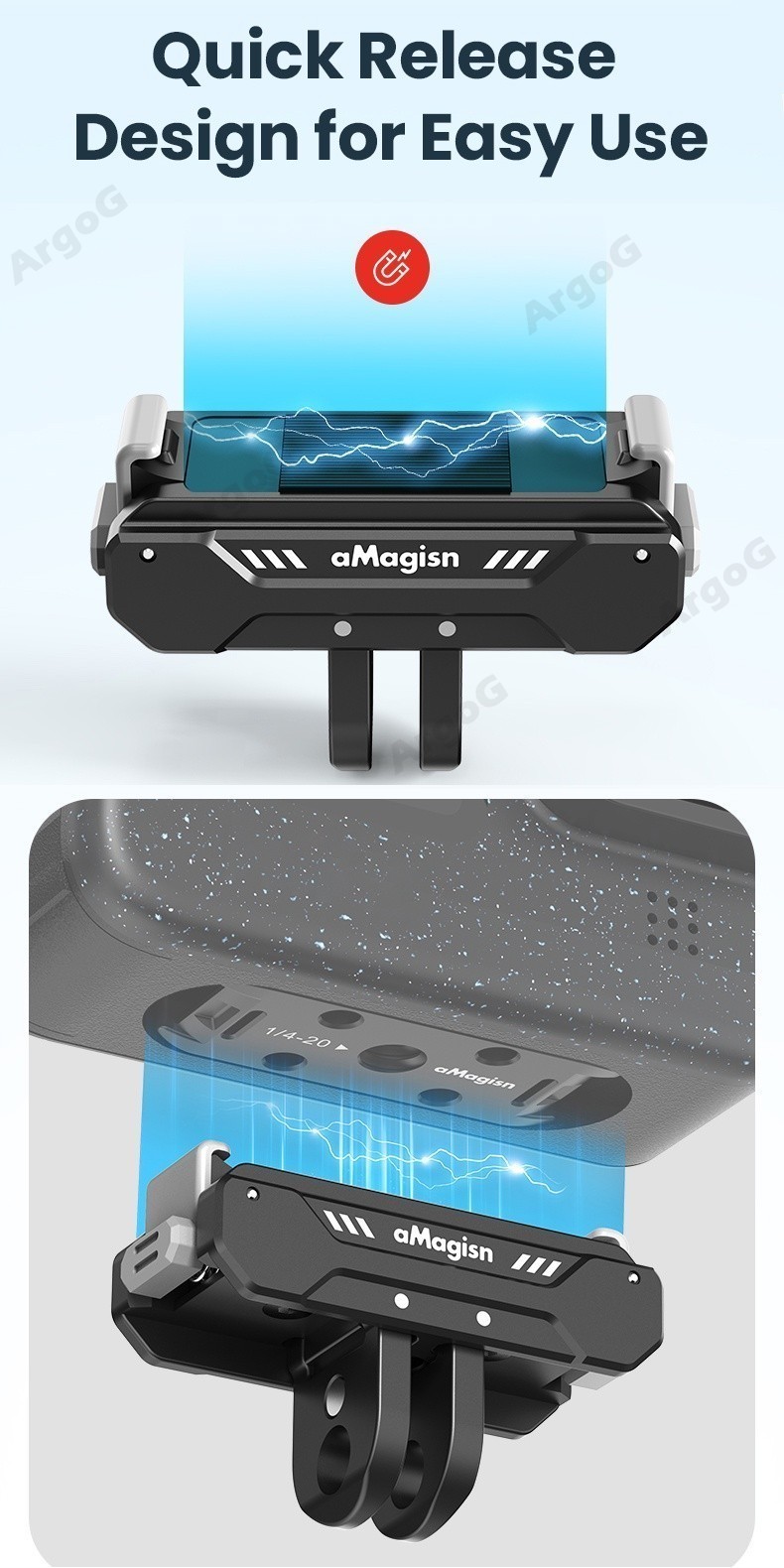 aMagisn Magnetic Quick Release Kit Compatible with GoPro Hero 12/11/10 ...