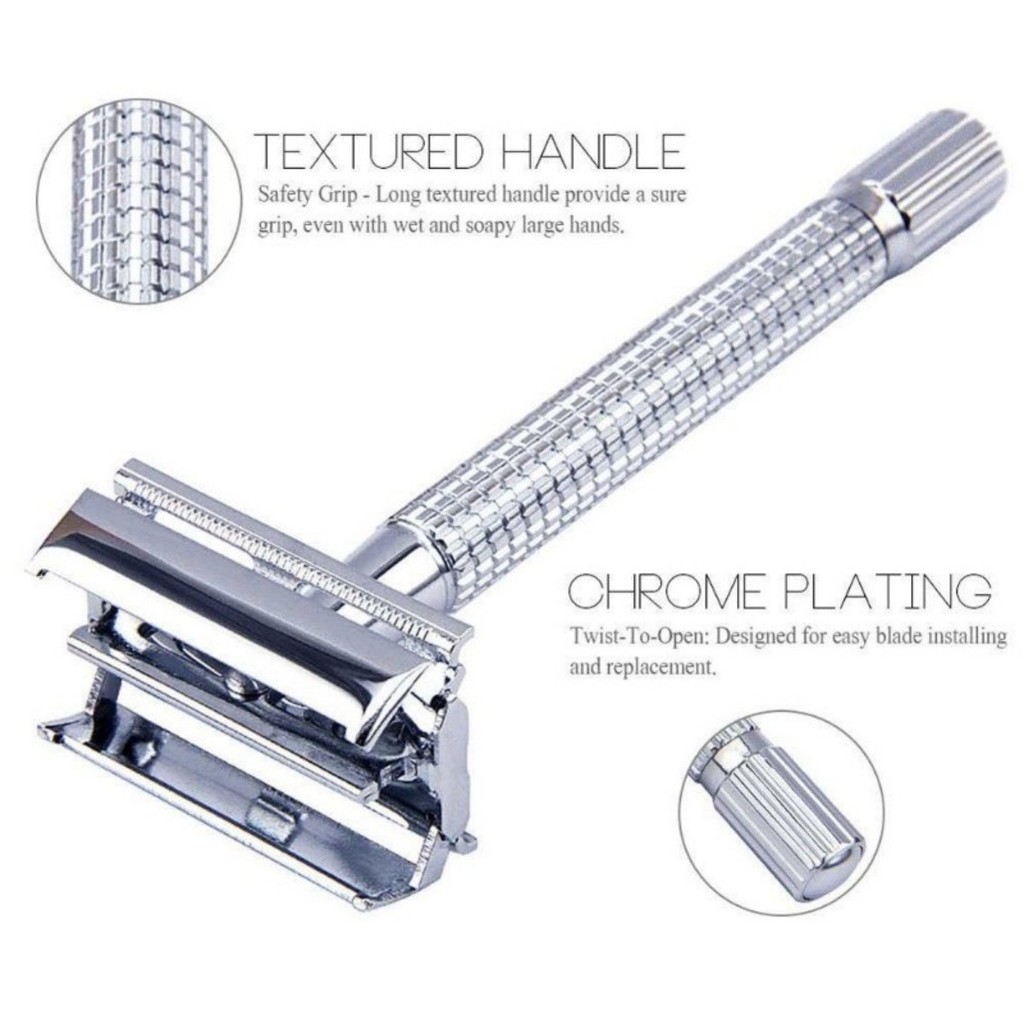 Double Edge Manual Shaver For Men Classic Stainless Steel Safety Razor ...