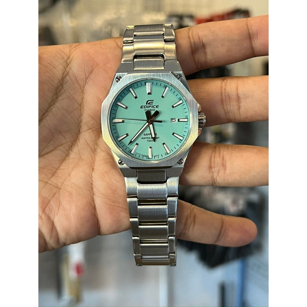 ORIGINAL CASIO EDIFICE Analog Turquoise Sapphire Glass Dial Stainless ...