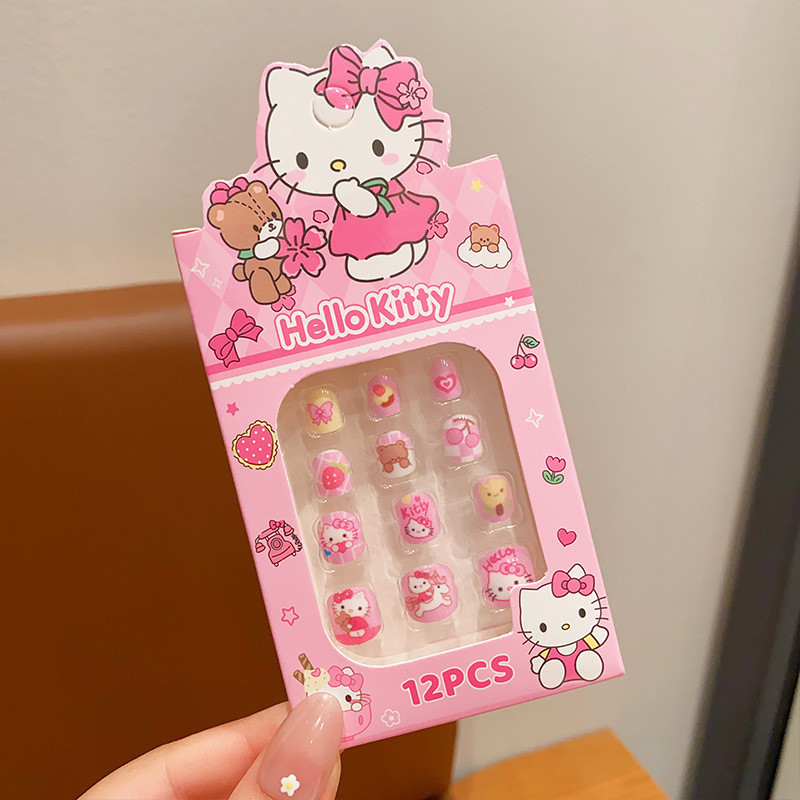 Cartoon Sanrio Kids Nail Sticker Cute Hello Kitty Kuromi Children Self ...