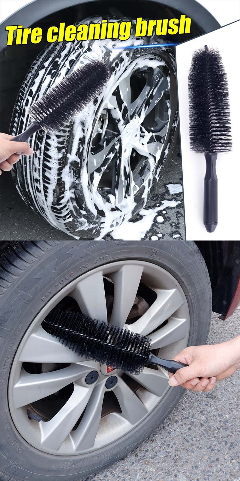 Long Handle Tire Rim Duster Scrubber - Microfiber Car Truck Motorcycle ...