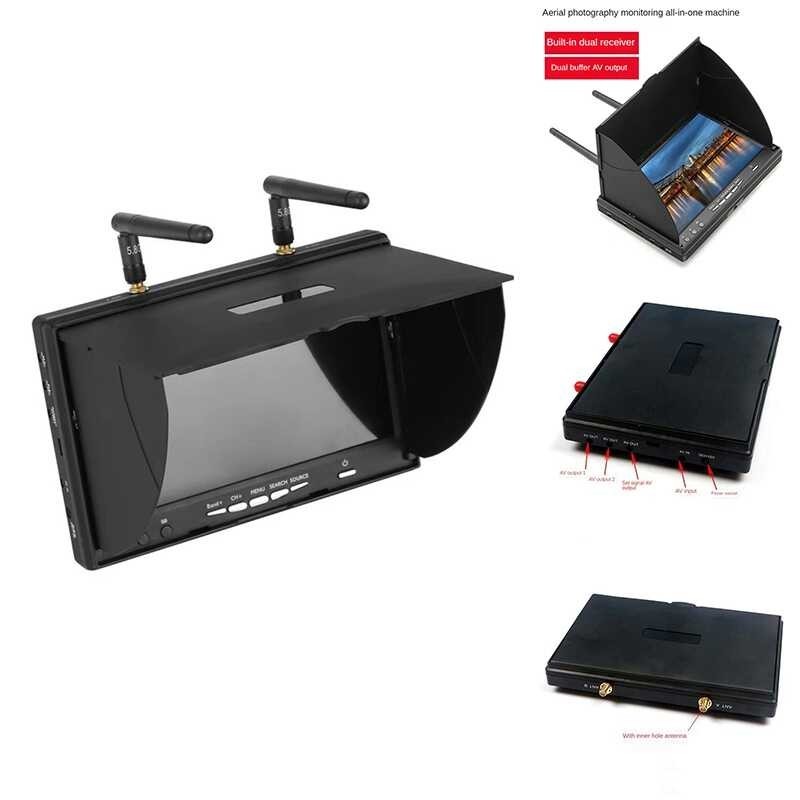 5.8G 2CH 7 Inch Raceband FPV Monitor 800X480 DVR Build-In Battery Video ...
