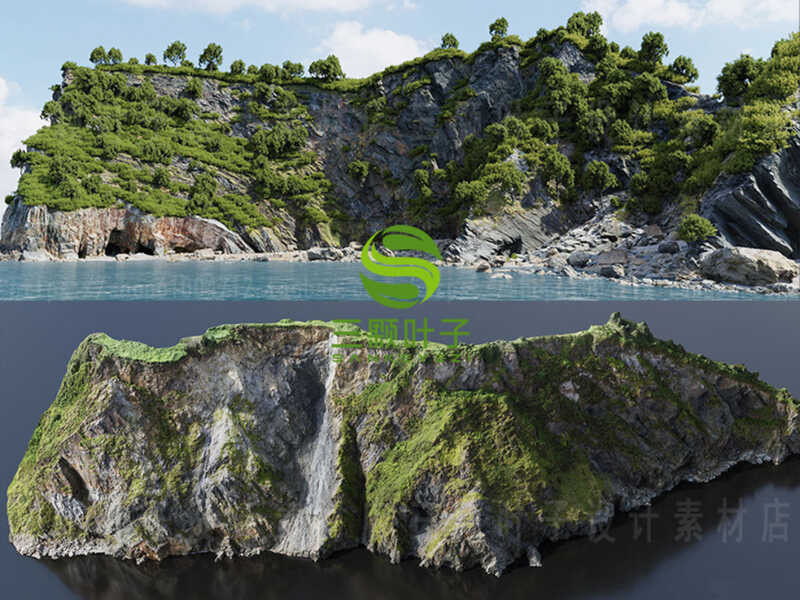 Blender movie and television grade beach giant cliff rock 3D model PBR ...