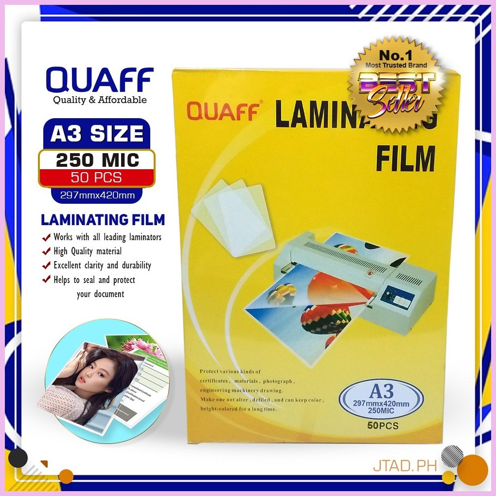 ☔︎ ® QUAFF Laminating Film A3 Size 125micron / 250micron (Hot Process ...