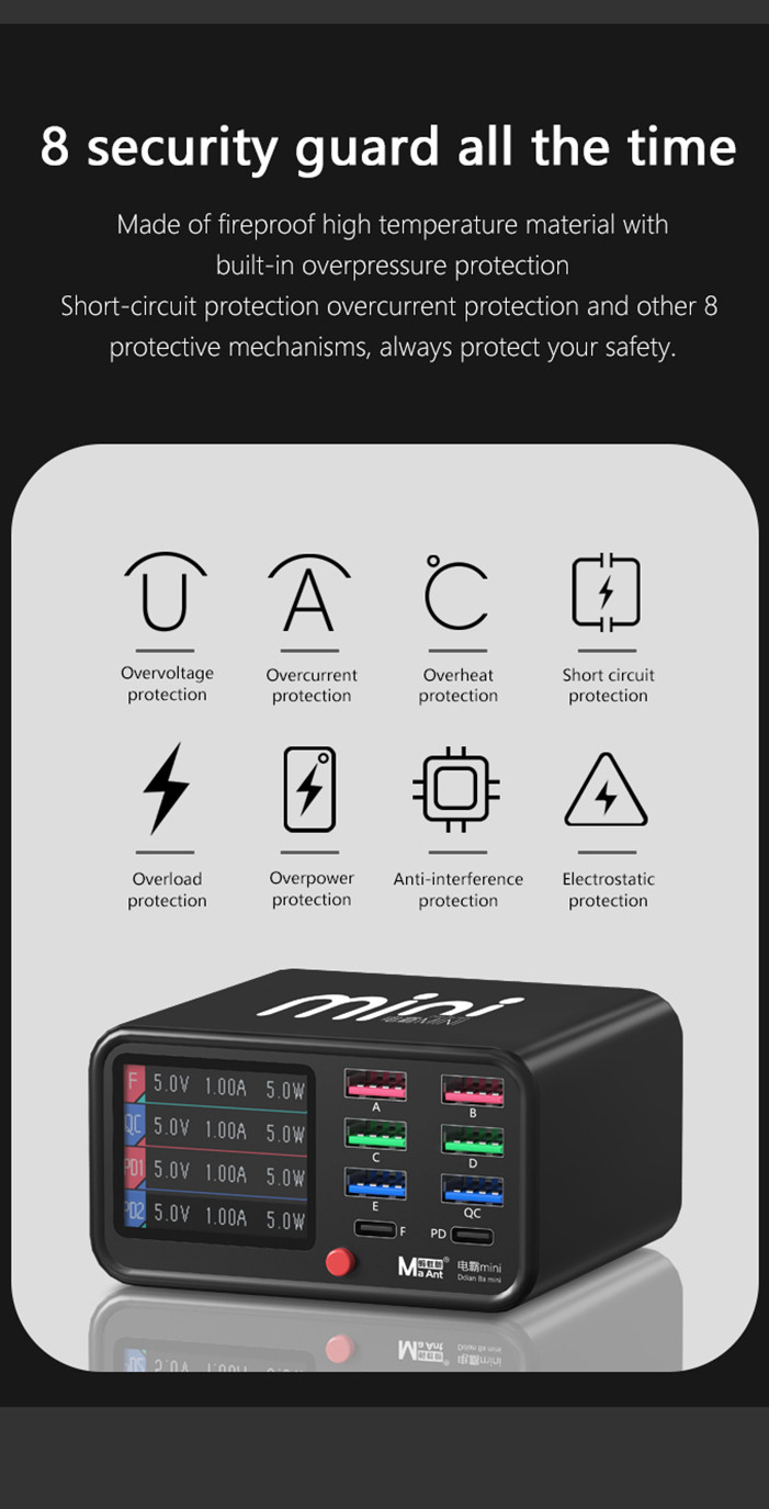 MaAnt Dianba mini multi-port USB desktop charging station mobile phone repair 75W fast charging ...