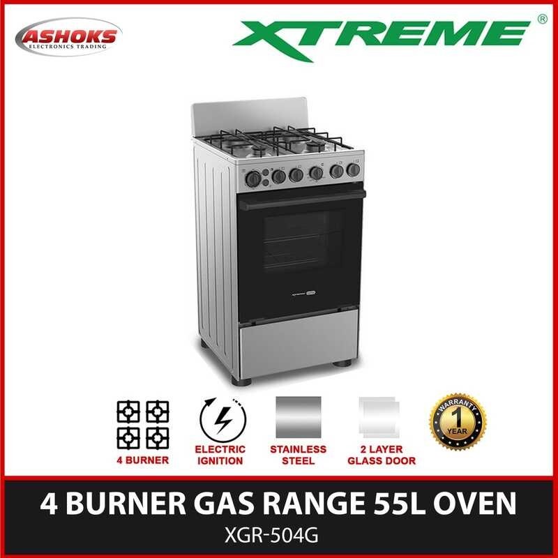 Xtreme XGR-504G Range / 4 Burner 55L OvenMaterial Mechanical Control Electric Ignition LPG Gas ...