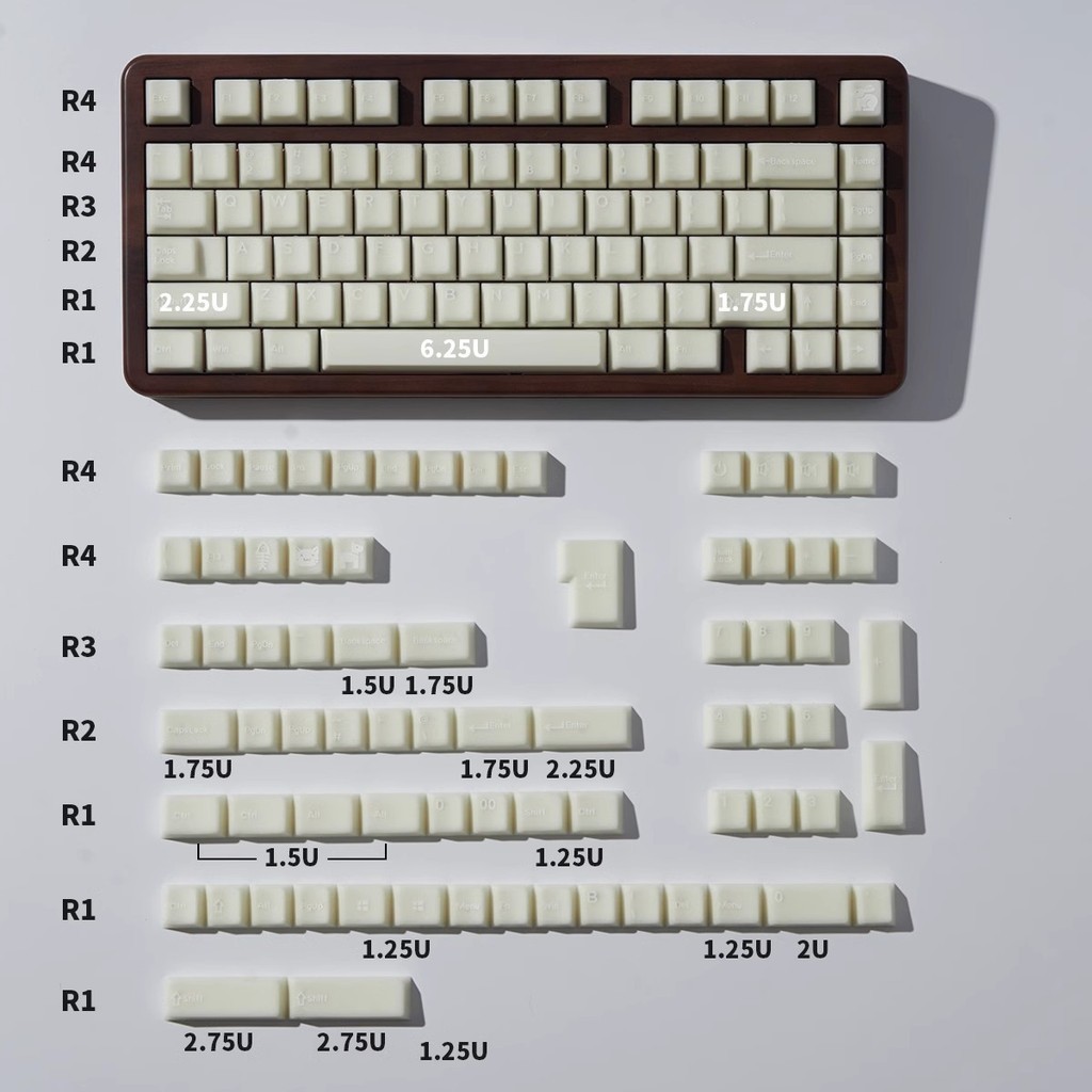 YONGQIU 154 Keys with Numpad white Round Front Keycaps Aifei Ice ...