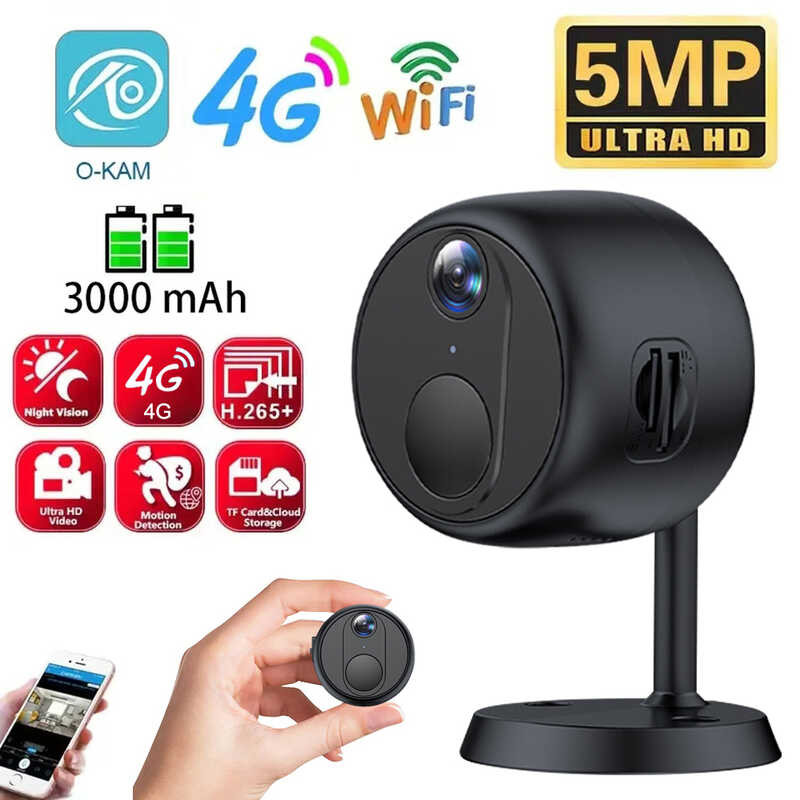 4G Mini Security Camera SIM Card Ultra HD Video Surveillance Camera ...