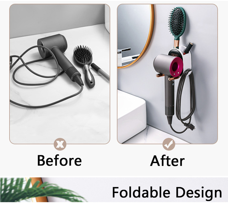 Hair Dryer Holder Wall Dryer Cradle Straightener Stand Hairdryer Organizer Box Toilet Blower ...