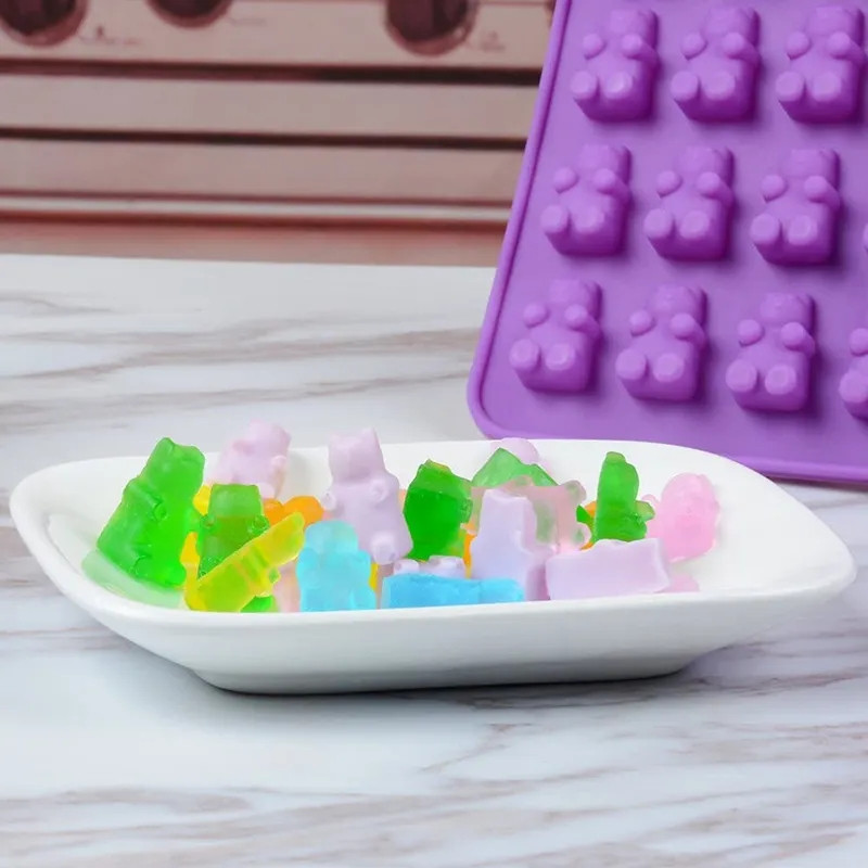 50 Grids Gummy Bear Silicone Mold Bear Shape Jelly Mould with Dropper ...